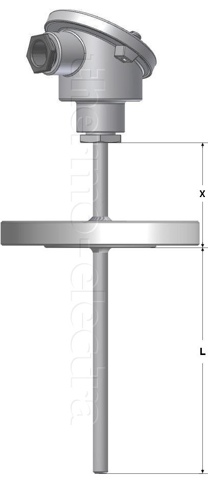CA 1006 Industriële thermokoppel met flens volgens ANSI of DIN